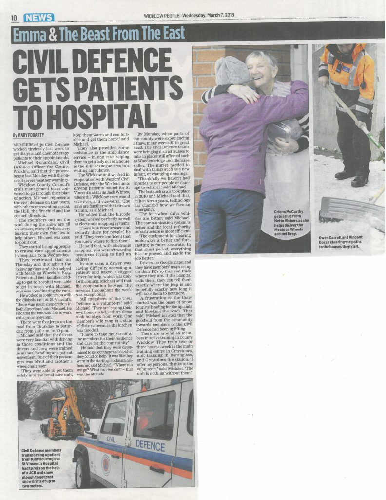 Wicklow People News Article | Civil Defence
